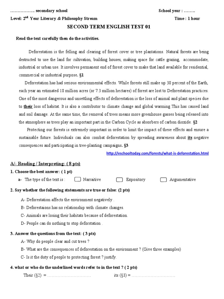Deforestation Test | PDF