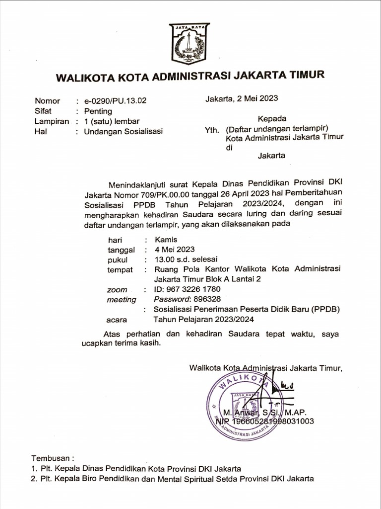 Undangan Sosialisasi PPDB 2023-2024 | PDF