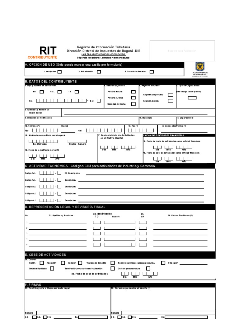 Rit | Contribuyente | Bogotá