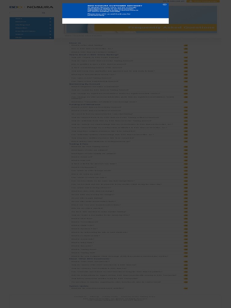 Frequently Asked Questions BDO Unibank, Inc | PDF