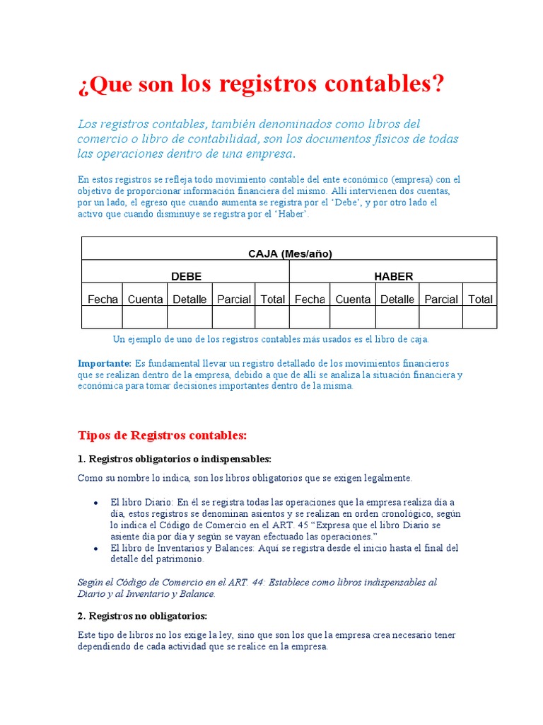 Que Son Los Registros Contables | PDF