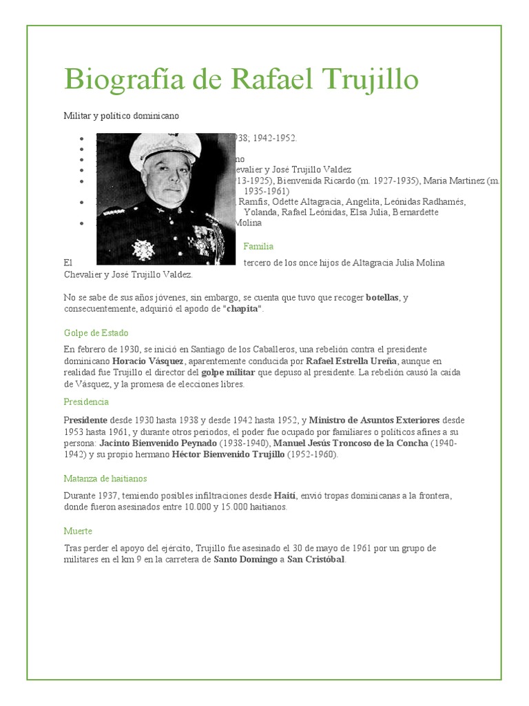 Biografía de Rafael Trujillo | PDF