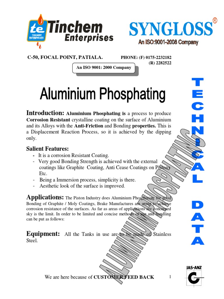 TECHNICAL DATA Aluminium Phosphating | PDF