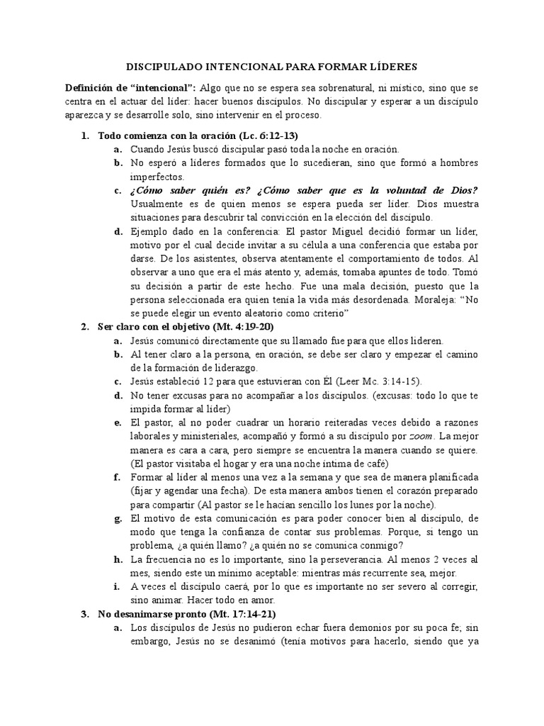 Discipulado Intencional para Formar Líderes | PDF