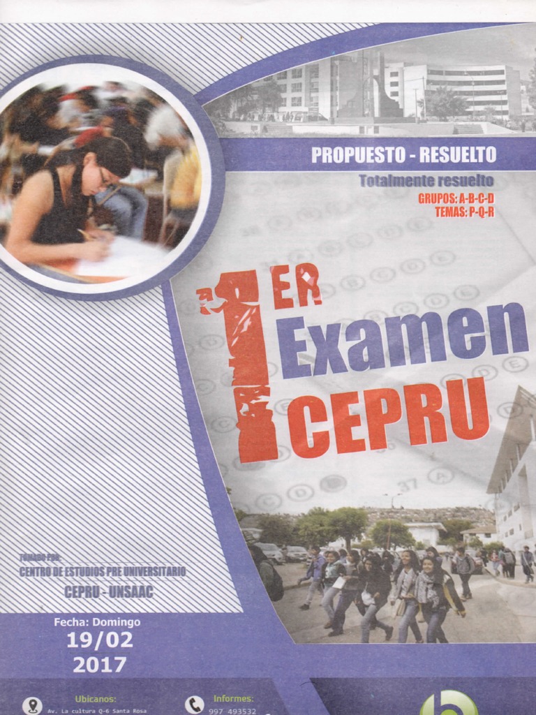 Solucionario Primer Examen Unsaac - Cepru Intensivo 2017-1 | PDF