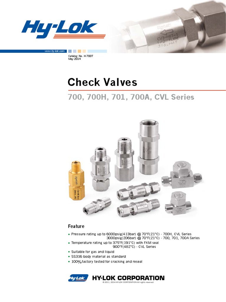 Check Valves: 700, 700H, 701, 700A, CVL Series | PDF
