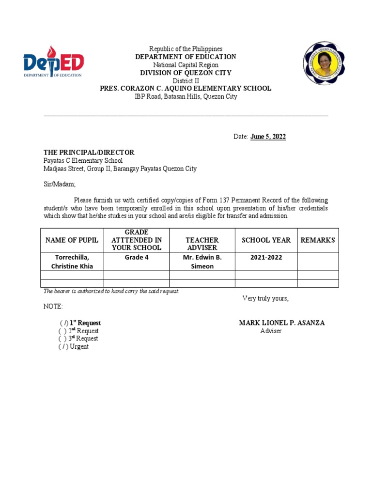 F137 Request Form Torrechilla | PDF