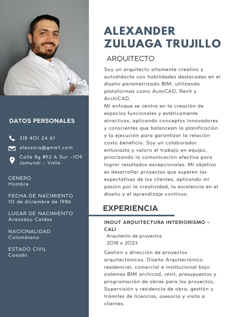 Arquitecto Alexander Zuluaga Trujillo | PDF | Arquitecto | Diseño