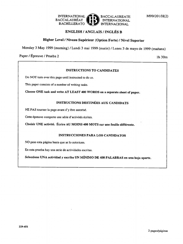 English B Paper 2 HL | PDF