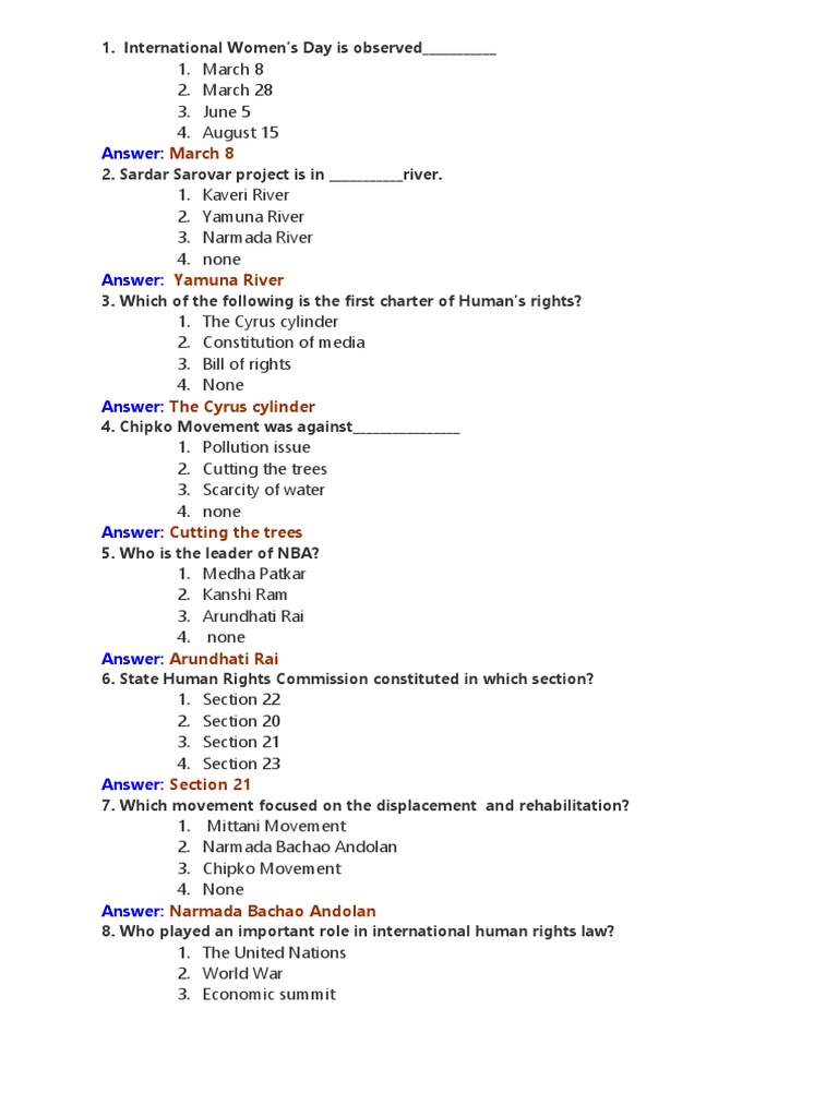 MCQ Human Right | PDF | Human Rights | Government