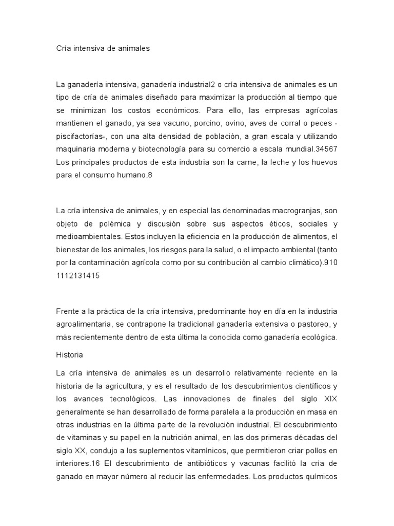Cría Intensiva de Animales | PDF