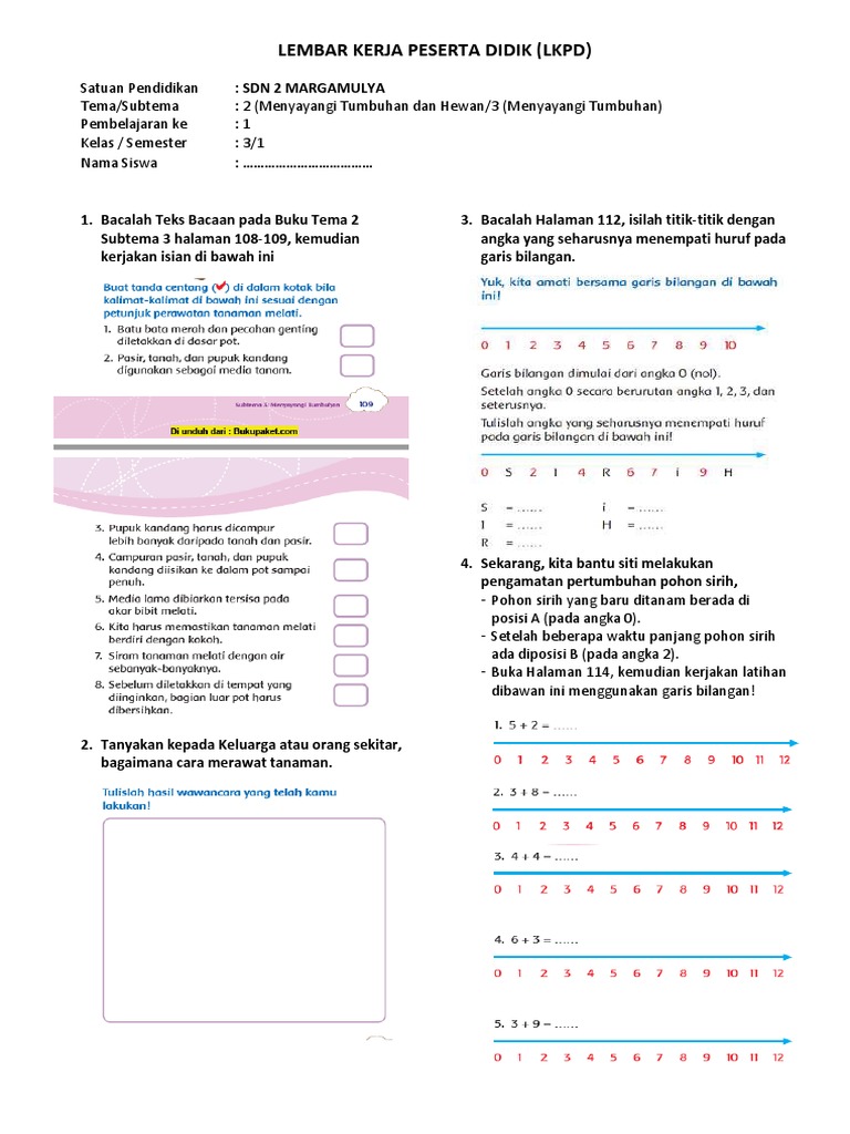 LKPD Kelas 3 Tema 2 Subtema 3 Pembelajaran Ke 1 | PDF