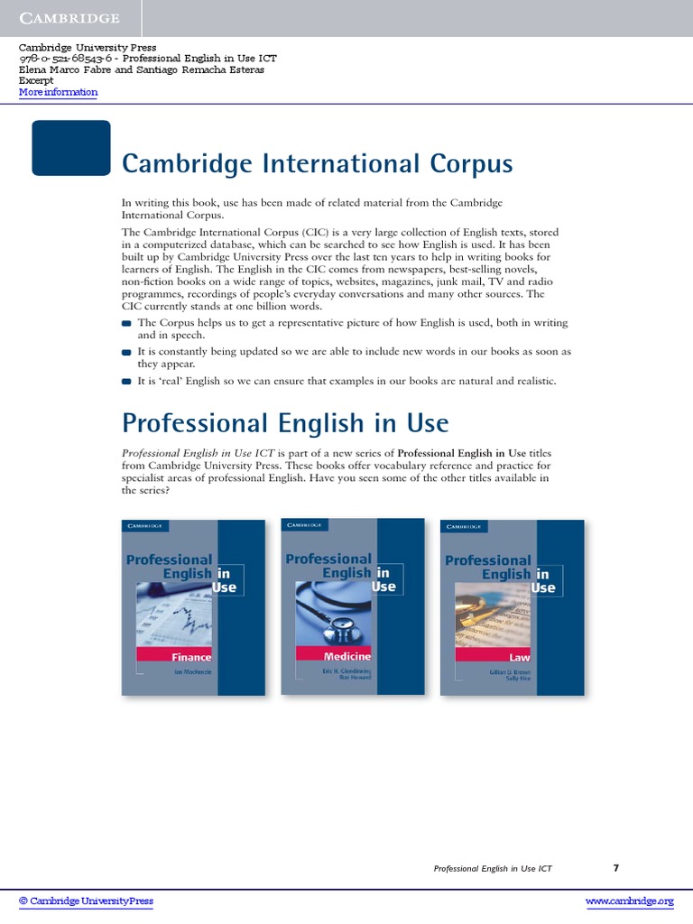Professional English in Use Cambridge in | Download Free PDF | Educational Technology | English ...