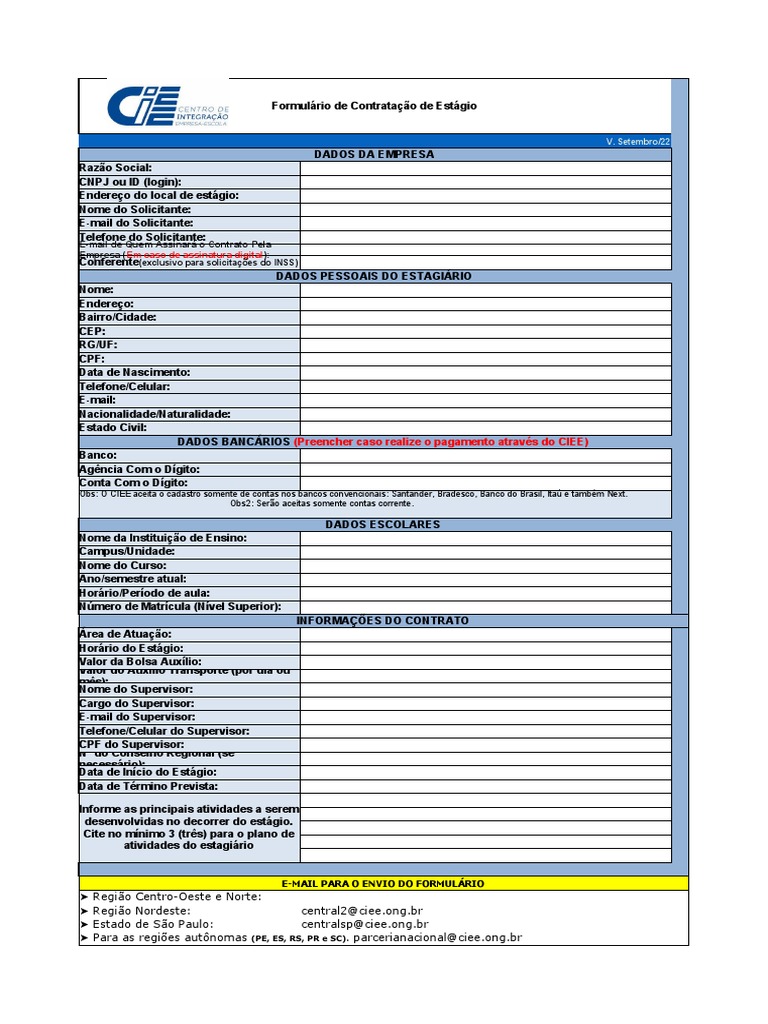 Formulário de Estágio: Dados e Contrato | PDF | Negócios