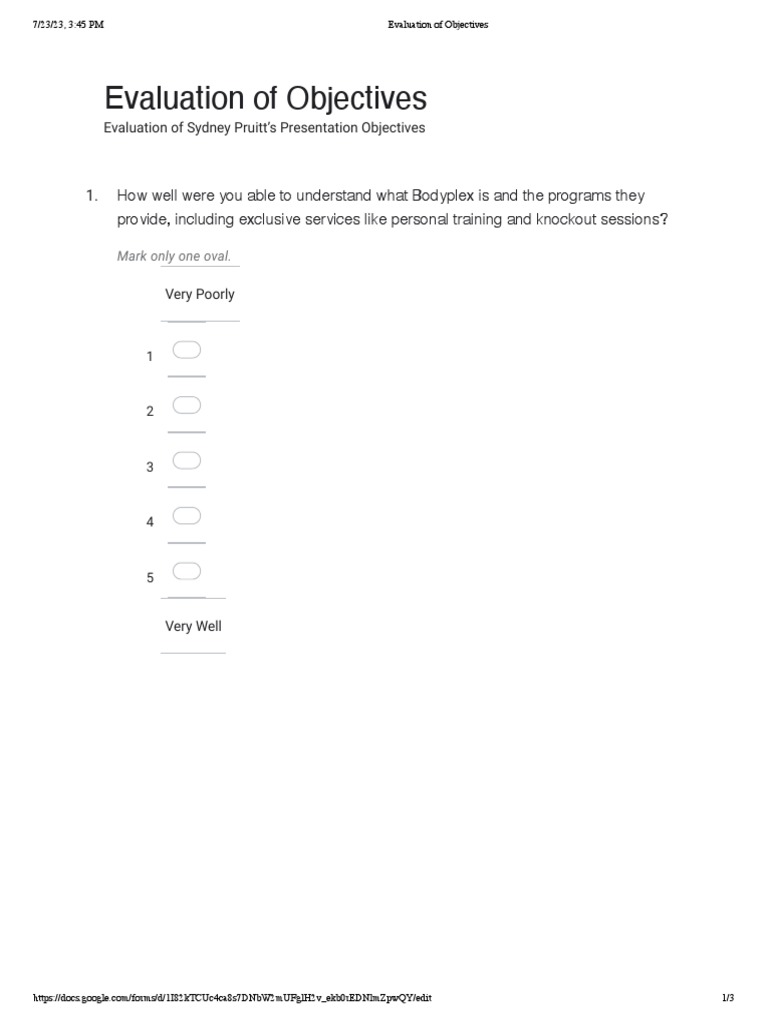 Evaluation of Objectives - Google Forms | PDF | Career & Growth