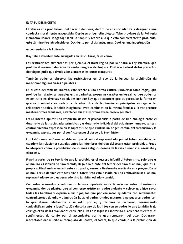 Resumen 2 | PDF | Tabú | Incesto