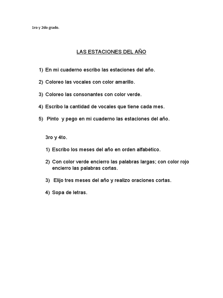 Estaciones Del Año | PDF | Artes del Lenguaje y Comunicación | Estudios ...