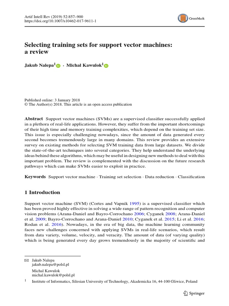 Nalepa-Kawulok2019 Article SelectingTrainingSetsForSuppor | PDF | Support Vector Machine ...