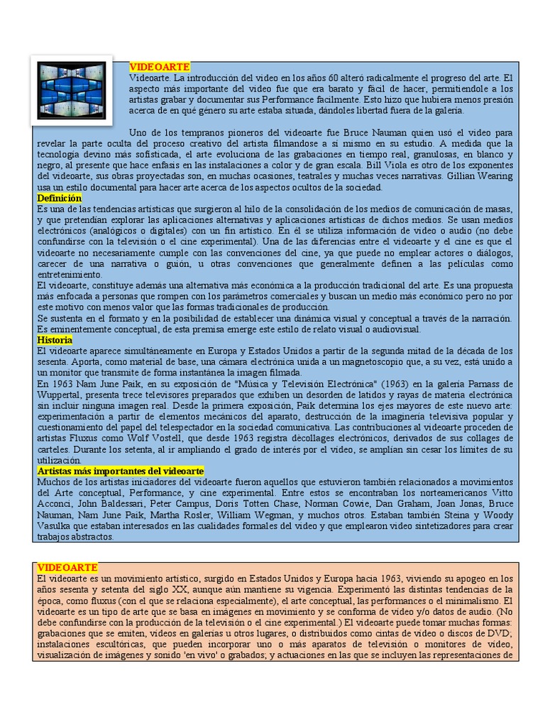Historia y Evolución del Videoarte | PDF