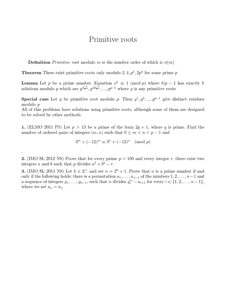Primitive Roots | PDF