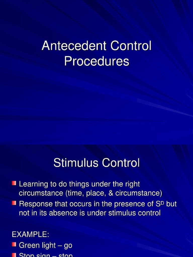 Antecedent Control Procedures | PDF