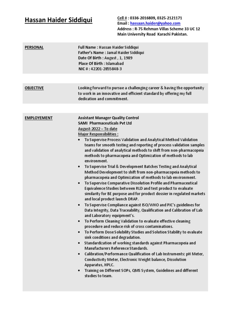 Hassan Haider Siddiqui CV | PDF