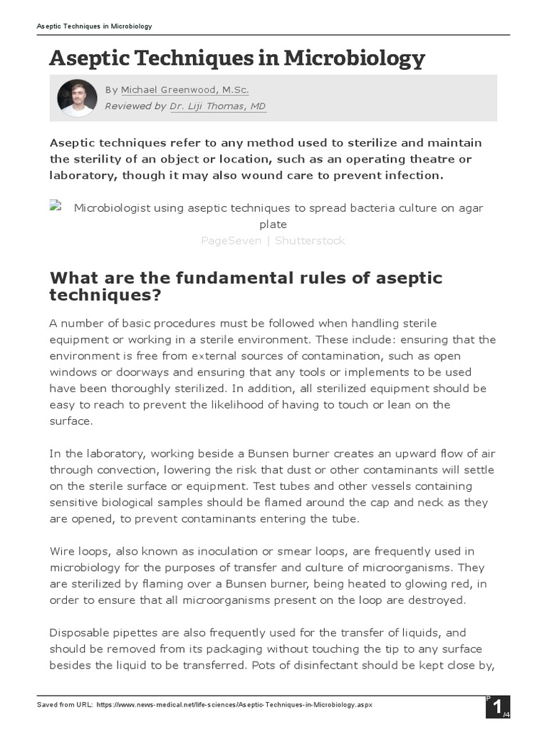 Microbiology Aseptic Methods | PDF | Sterilization (Microbiology)