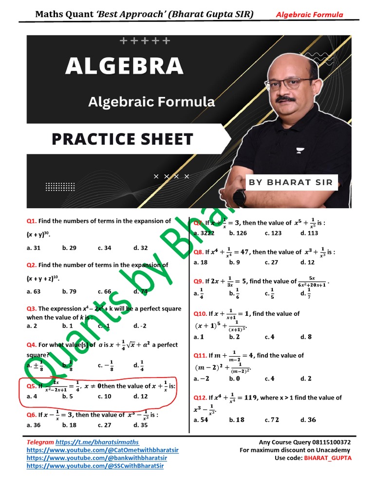 Algebraic Formula Assignment 1686896998327 | PDF