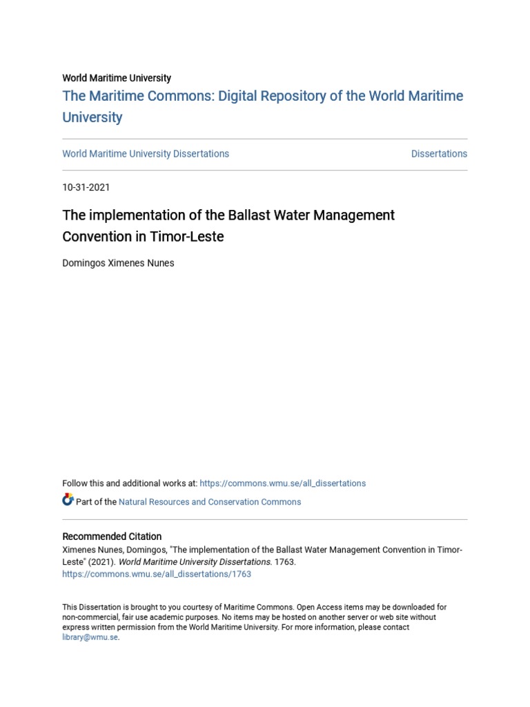 The Implementation of The Ballast Water Management Convention | PDF ...