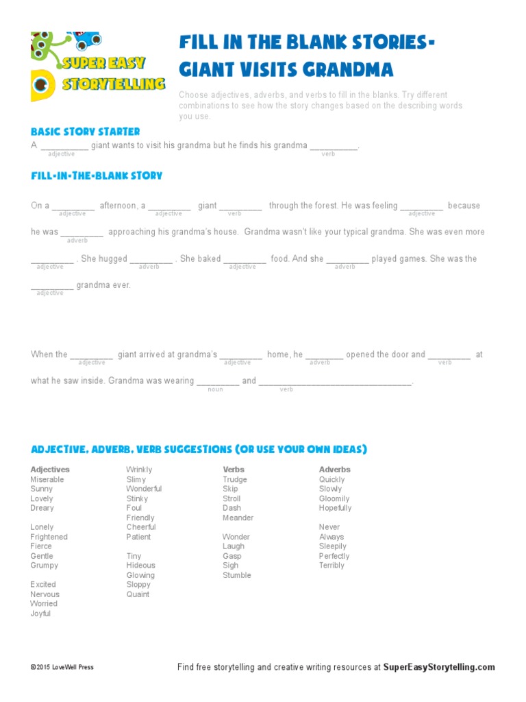 Fill Blank Story Giant | PDF | Adverb | Adjective