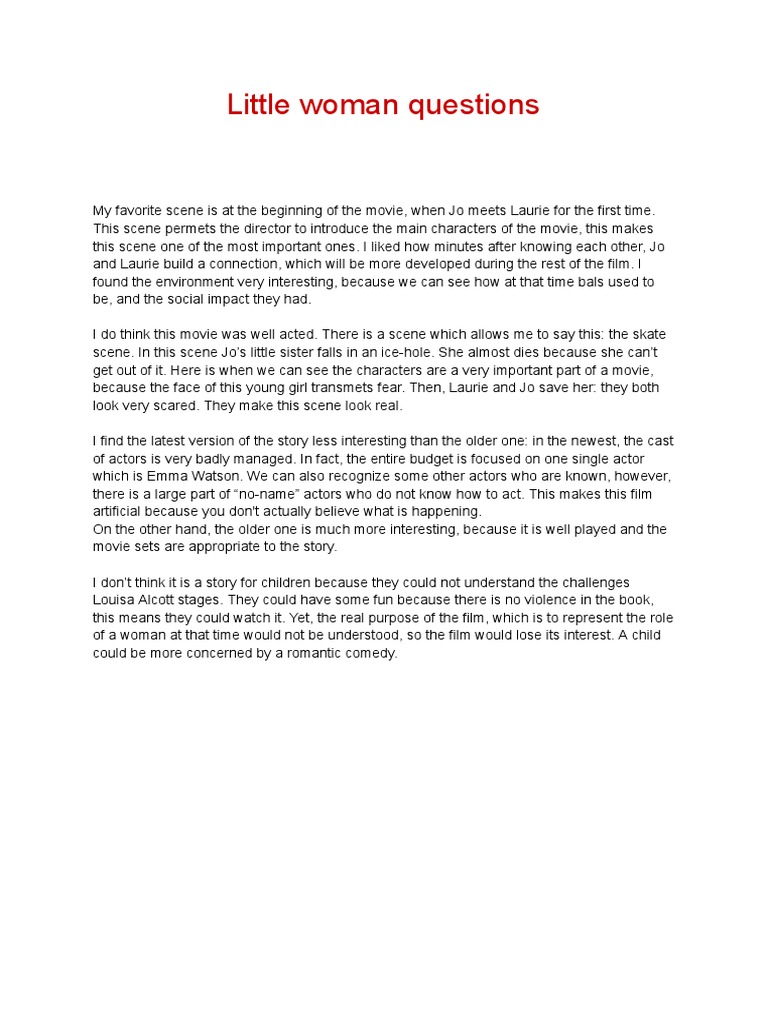 ? LITTLE WOMEN QUESTIONS | PDF