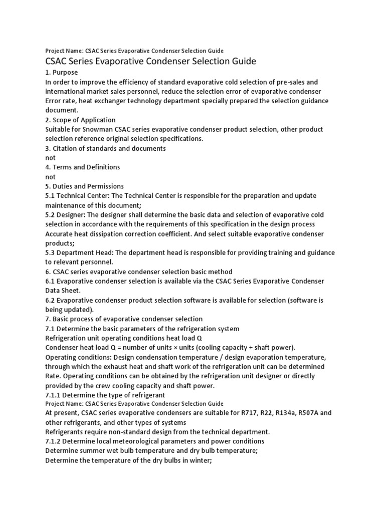 Evaporative Condenser Guide | PDF | Heat Exchanger | Refrigeration