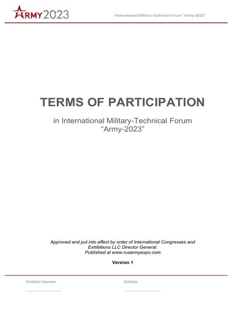 Participation Terms Army-2023 | PDF | Technology & Engineering