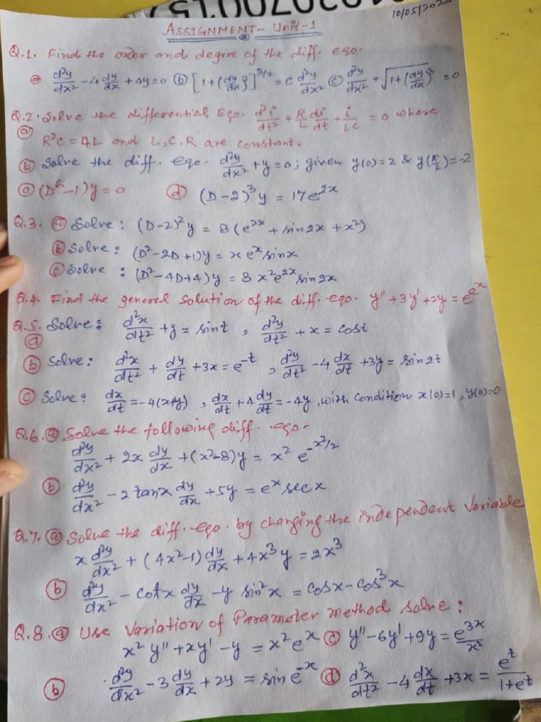 Semester II Maths II Assignment 2 Unit-I | PDF
