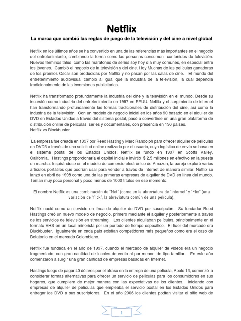 Transformación de Netflix en el entretenimiento | PDF | Derecho ...