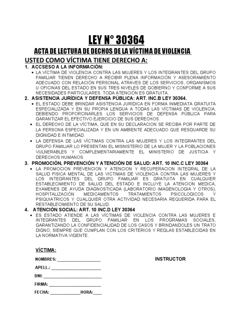 Acta de Derechos Victima | PDF