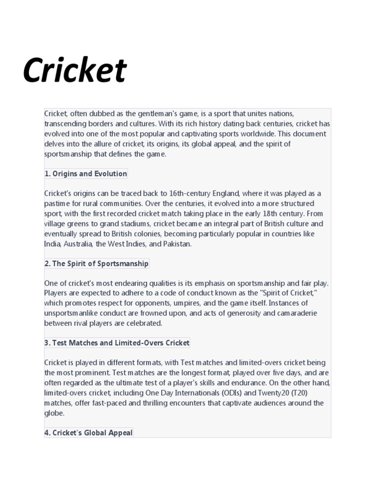 Cricket | PDF | Cricket | England Cricket Team