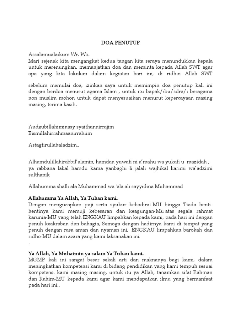Doa Penutup Kegiatan | PDF