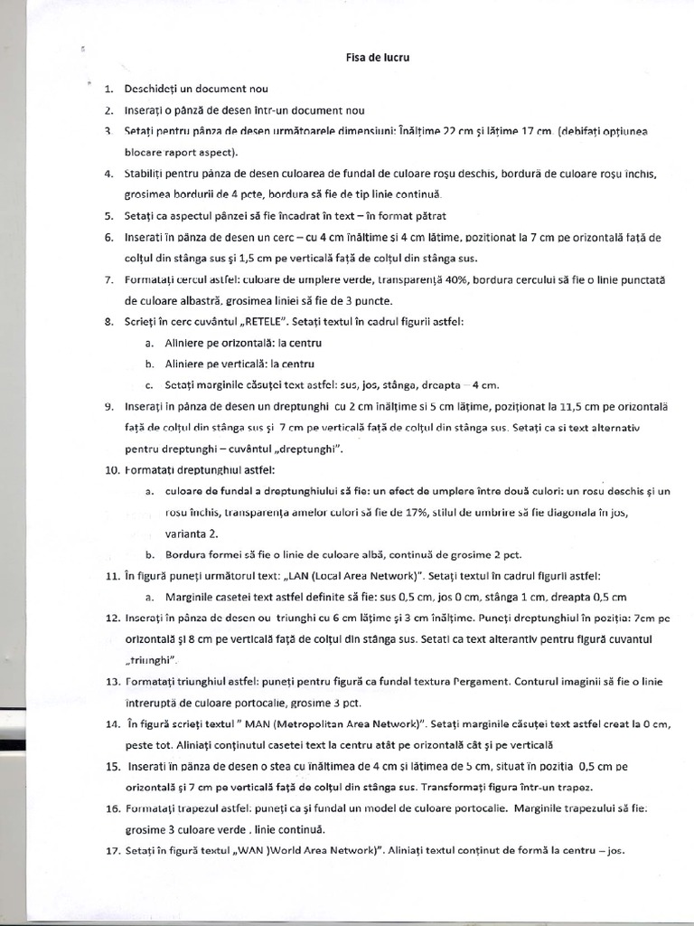 Fisa de Lucru Word - Forme Automate | PDF
