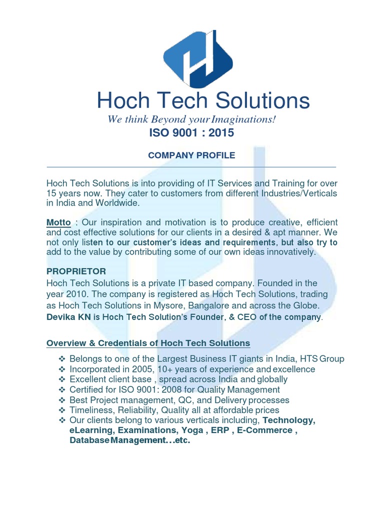 Hoch Tech Solutions: We Think Beyond Your Imaginations! | PDF | Search Engine Optimization ...