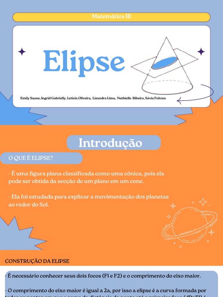 Slide Sobre Elipse - Matemática | PDF | Elipse | Ciências Físicas