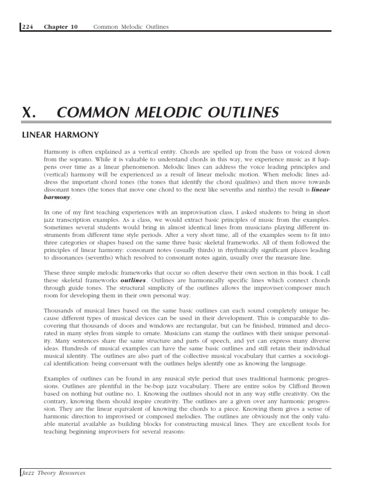 Melodic Outlines | PDF | Harmony | Chord (Music)