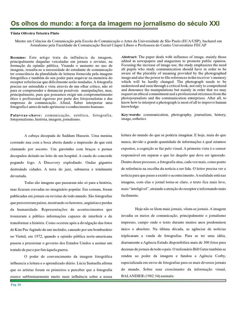 Os Olhos do Mundo - Força da Imagem no Jornalismo do sec xxi | PDF