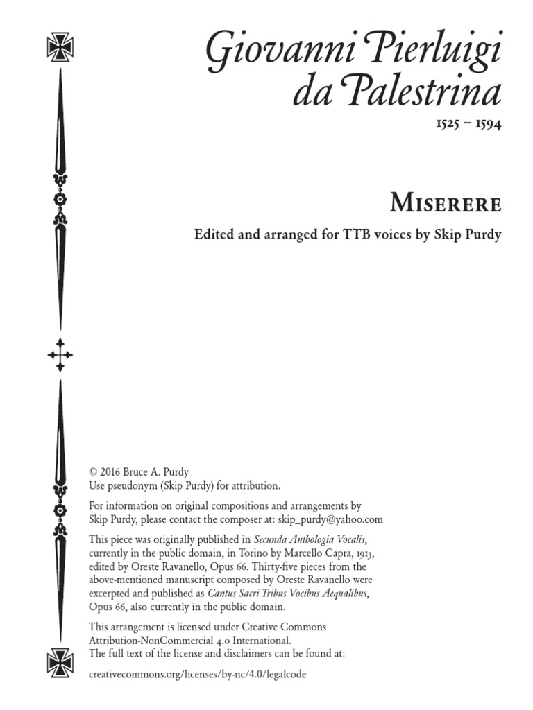 Giovanni Pierluigi Da Palestrina: Miserere | PDF