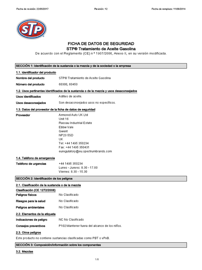 Ficha Tecnica Tratamiento de Aceite STP | PDF