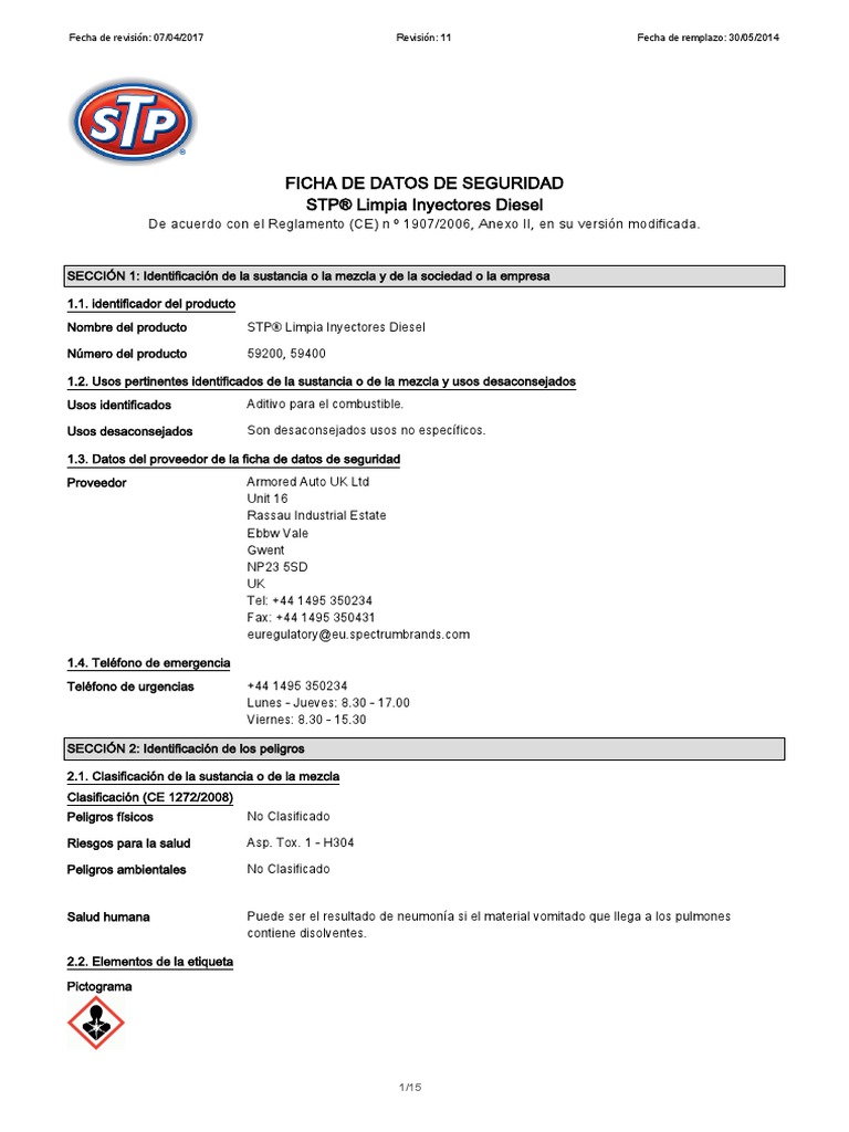 Ficha Tecnica Limpiador de Inyectores | PDF