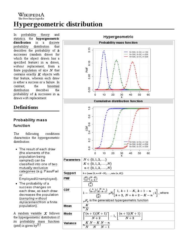 Hypergeometric Distribution | PDF | Probability Distribution | Mathematics