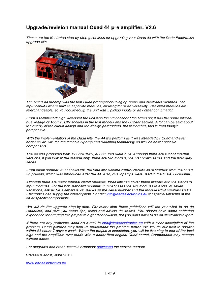 Quad 44 All Models Upgrade Revision Manual V2.6 | PDF