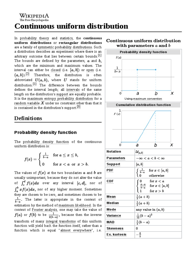 Continuous Uniform Distribution | PDF | Teaching Methods & Materials