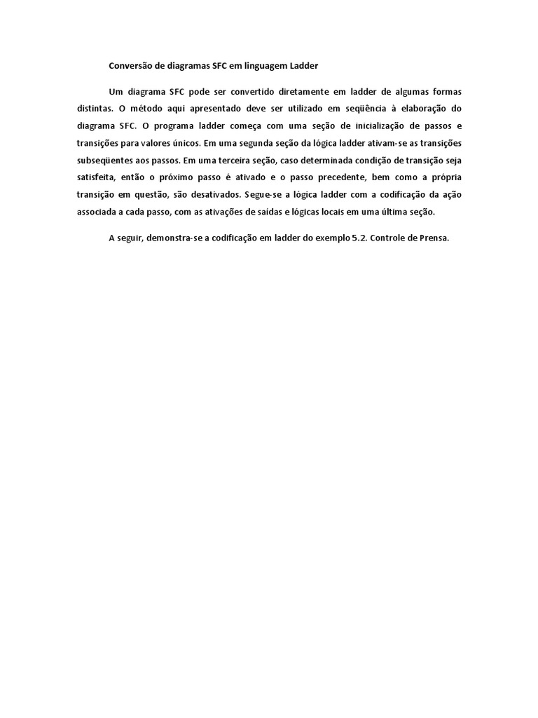 Conversão de SFC para Ladder em CLPs | PDF | Engenharia de Software ...